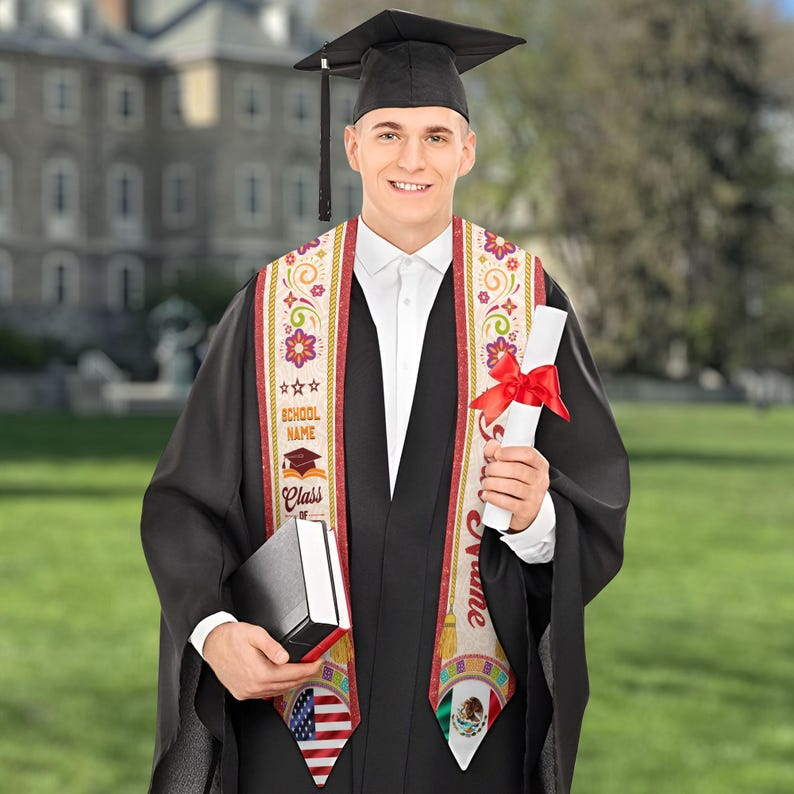 Personalized Mexico Graduation Stole 2025 – TITI HOME DECOR